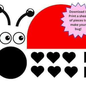 Valentine's Lady Bug Craft Template, Cut & Paste Valentine Craft for ...