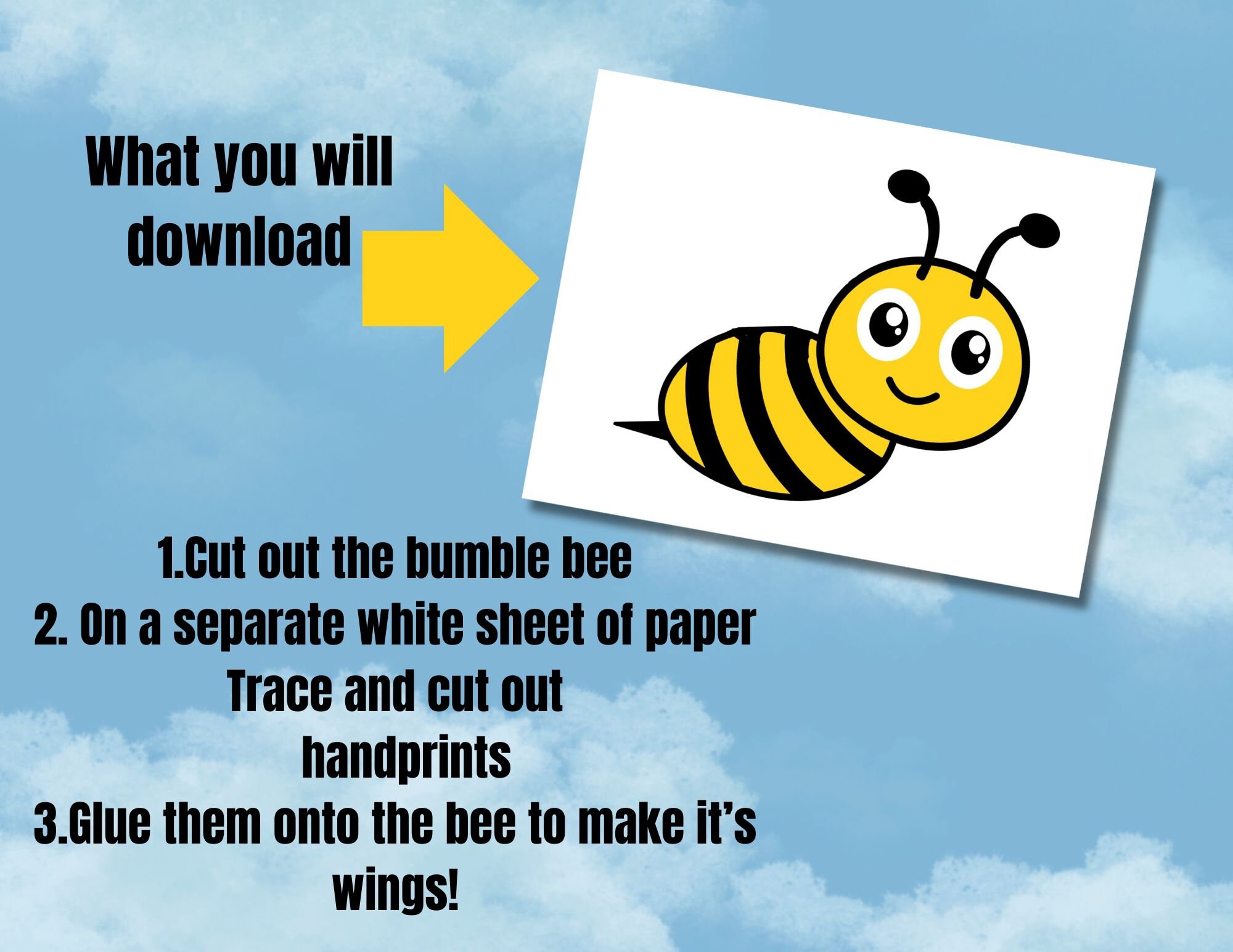 Spring Summer Bumble Bee Craft Handprint Crafts for Spring Summer Craft ...