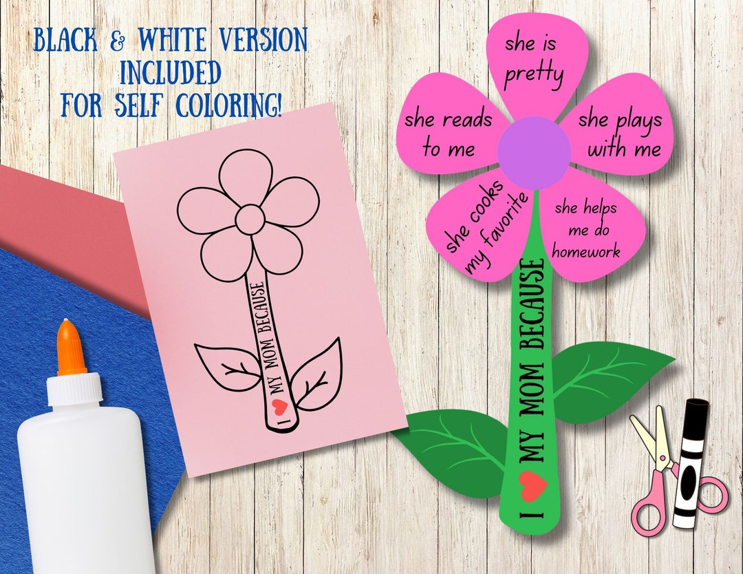 Mother's Day Flower Craft, Flower Template, Mother's Day Craft for ...