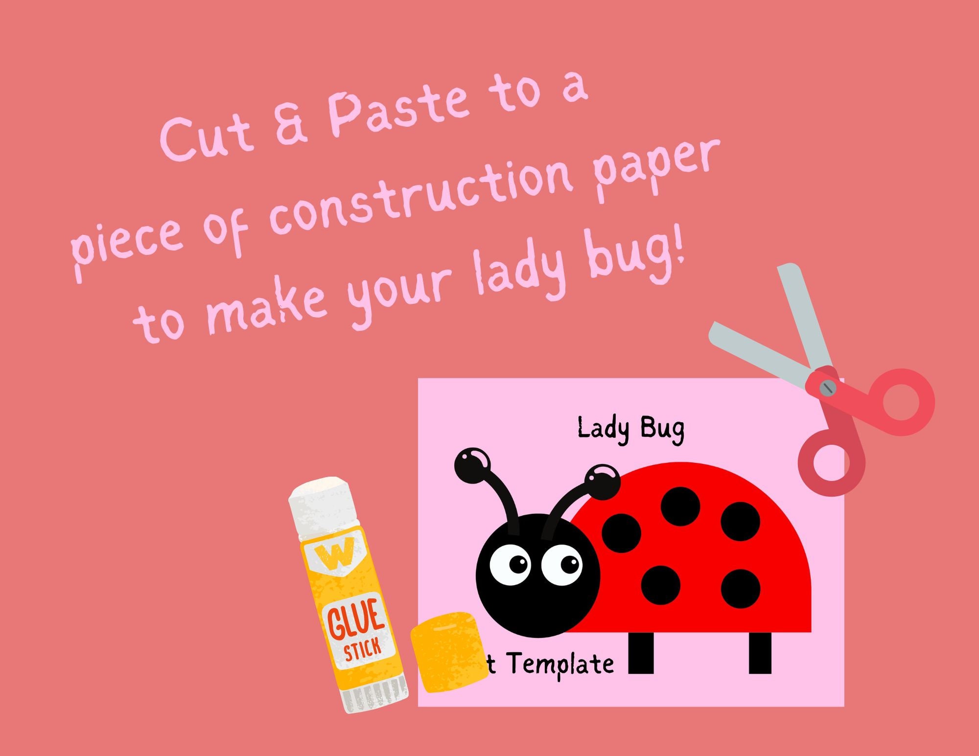 Lady Bug Craft Template, Spring Craft for Kids, Insect Craft for ...