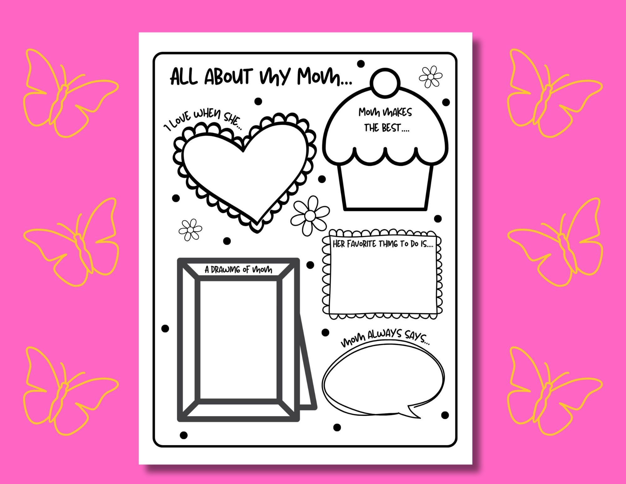 Mother's Day Worksheet, All About Mom Fill in the Blank Sheet, Mothers ...