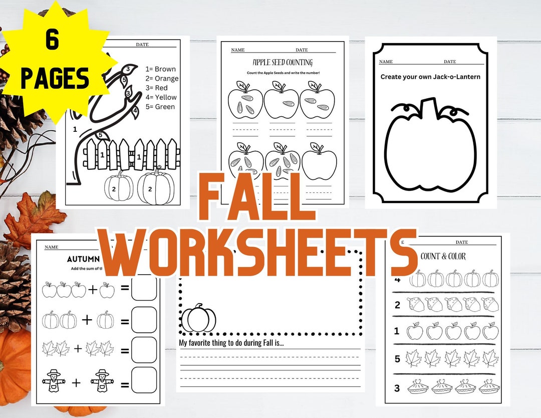 Fall Worksheet Bundle, Autumn Counting Sheets, Adding Worksheets ...