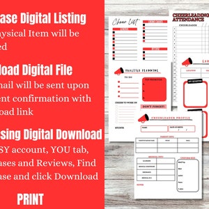 Red Cheer Season Planning Sheets, for Coach, Captain, Cheer Attendance ...