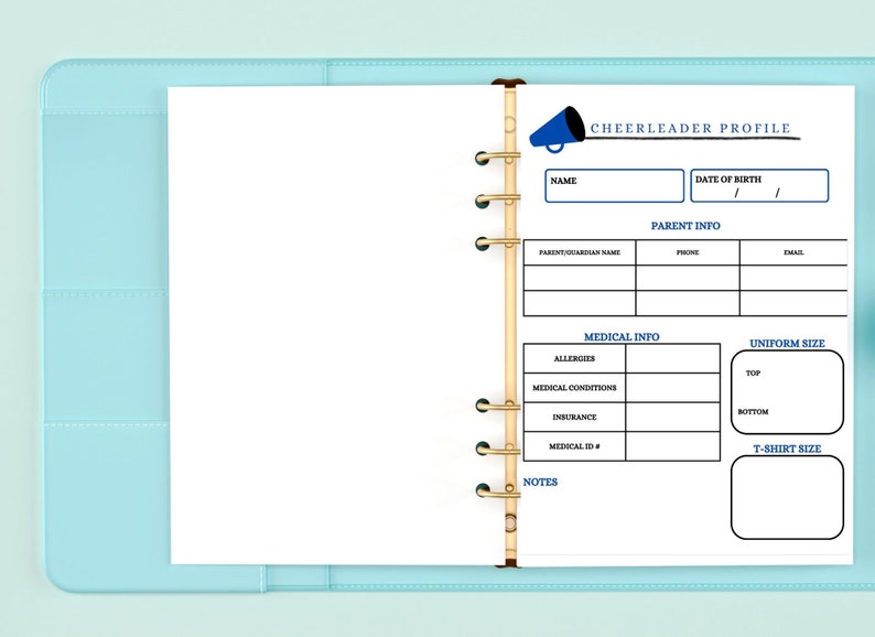 Printable Cheerleader Profile/information Sheet. Instant Download for ...