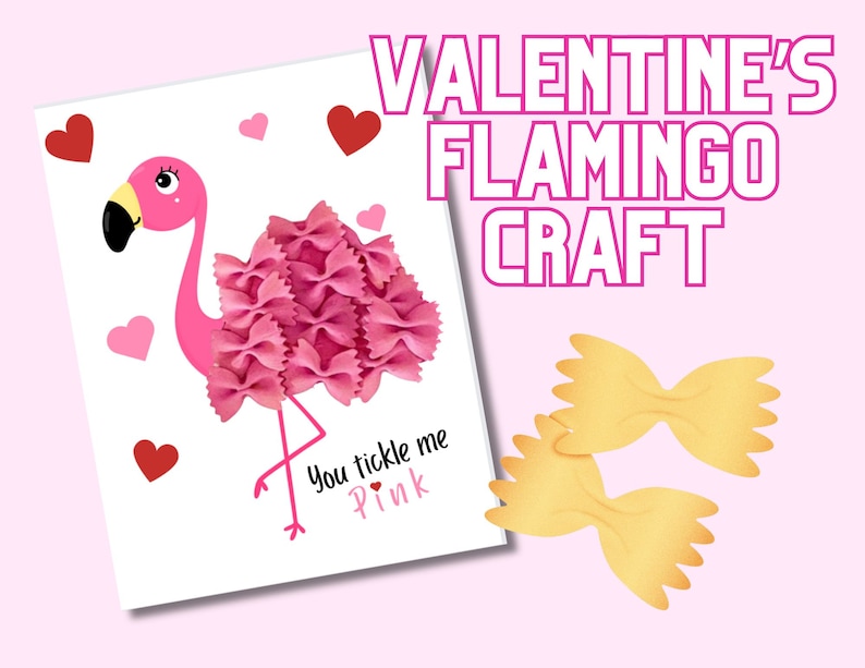 Valentine's Flamingo Craft Template, Valentine Craft for Kids, Craft ...