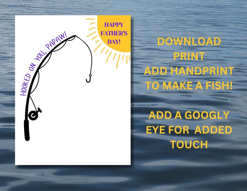 Hooked on Papaw Handprint Craft, Father's Day Card for Papaw, Father's ...