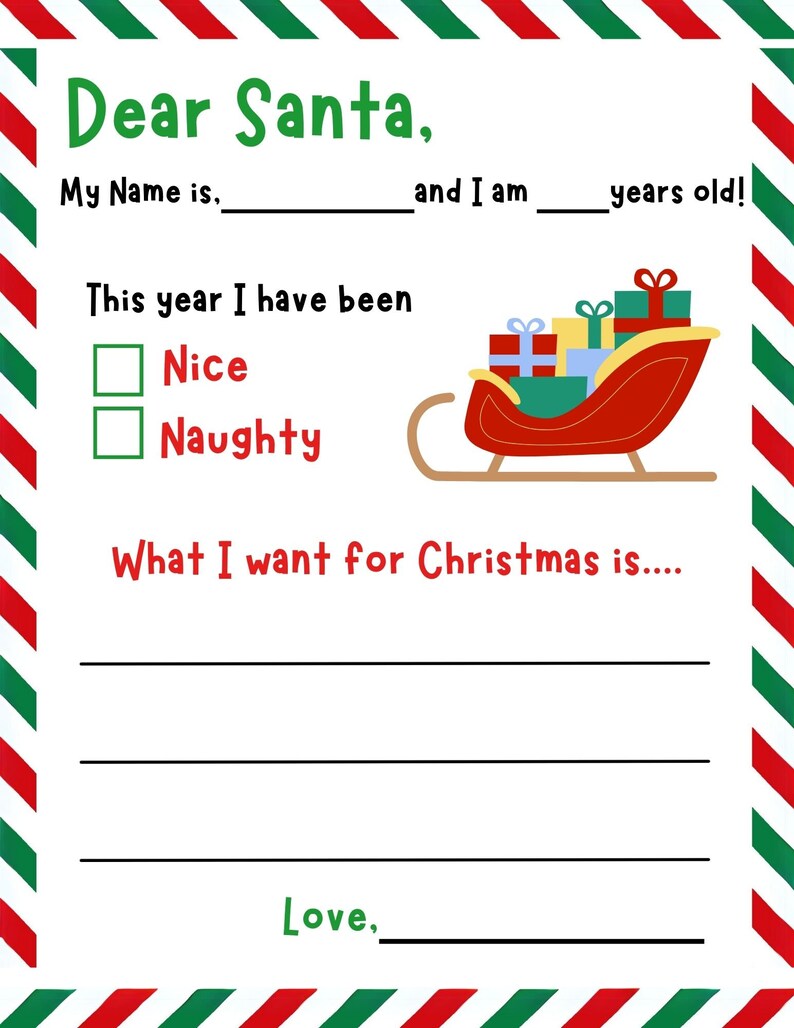 Simple Letter to Santa, Printable Santa Clause Letter, What I Want for ...