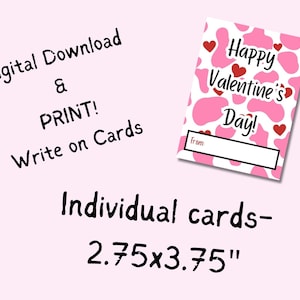 Pink Cow Valentine's Day Cards Printable Valentines for Classroom ...