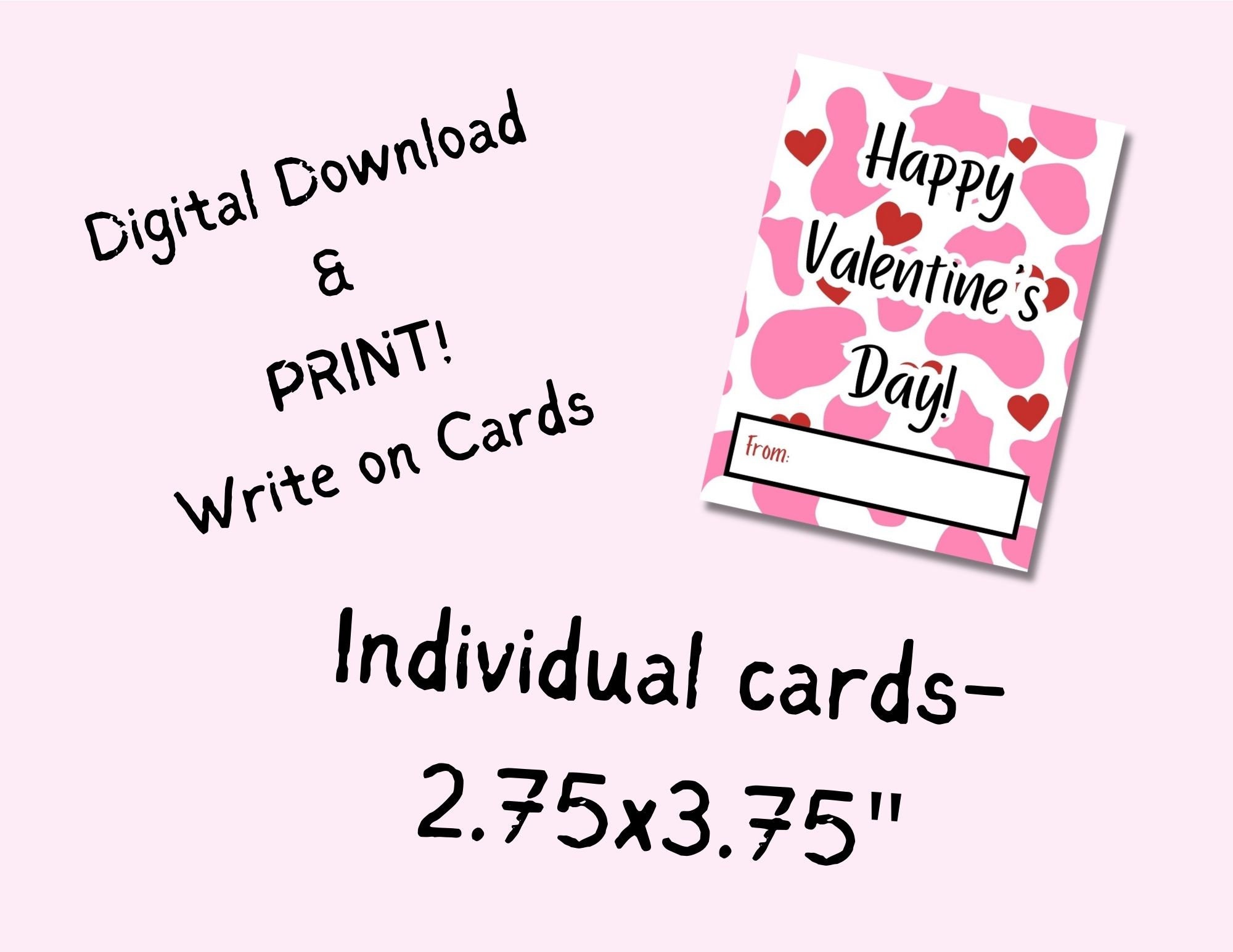 Pink Cow Valentine's Day Cards Printable Valentines for Classroom ...