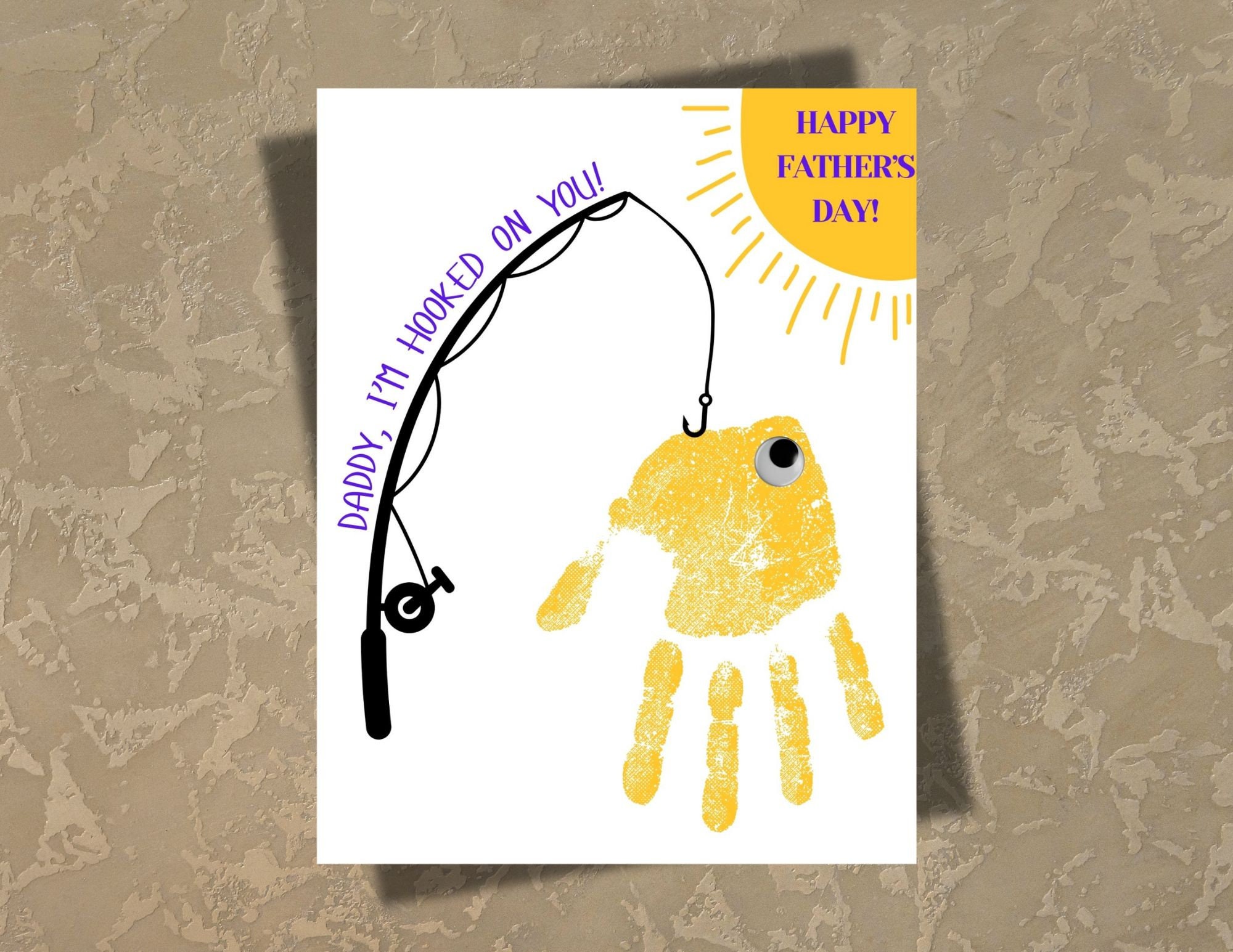 Hooked on Daddy Handprint Craft, Easy Father's Day Card From Kids ...