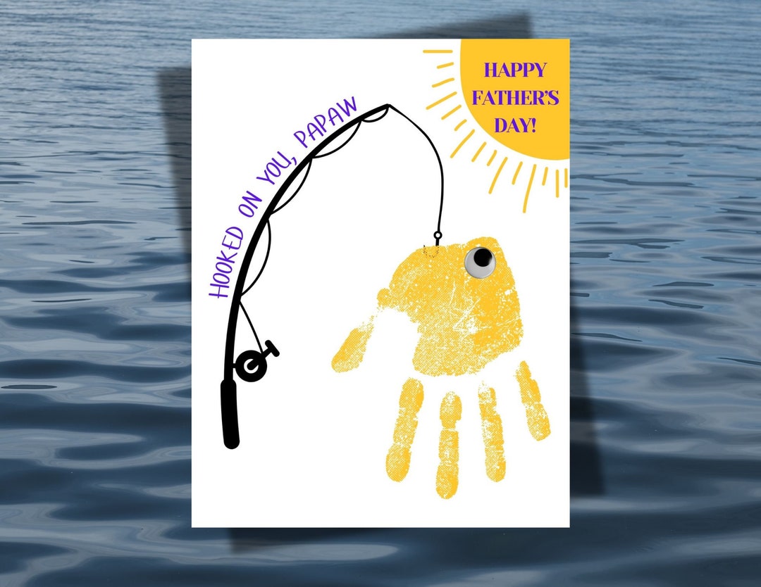 Hooked on Papaw Handprint Craft, Father's Day Card for Papaw, Father's ...