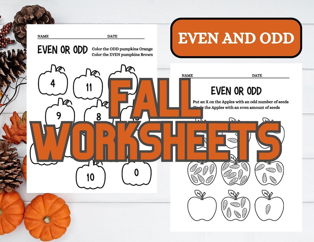 Fall Worksheet Bundle, Autumn Even and Odd, Counting Worksheet for ...