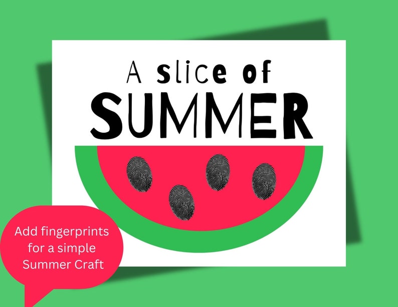 Summer Watermelon Craft, Fingerprint Watermelon Art, Simple Crafts ...