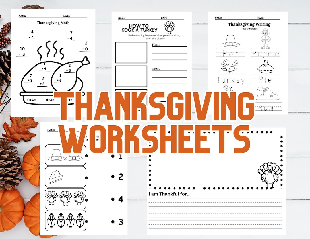 Thanksgiving Worksheet Bundle, Counting Sheets, Adding/subtraction ...