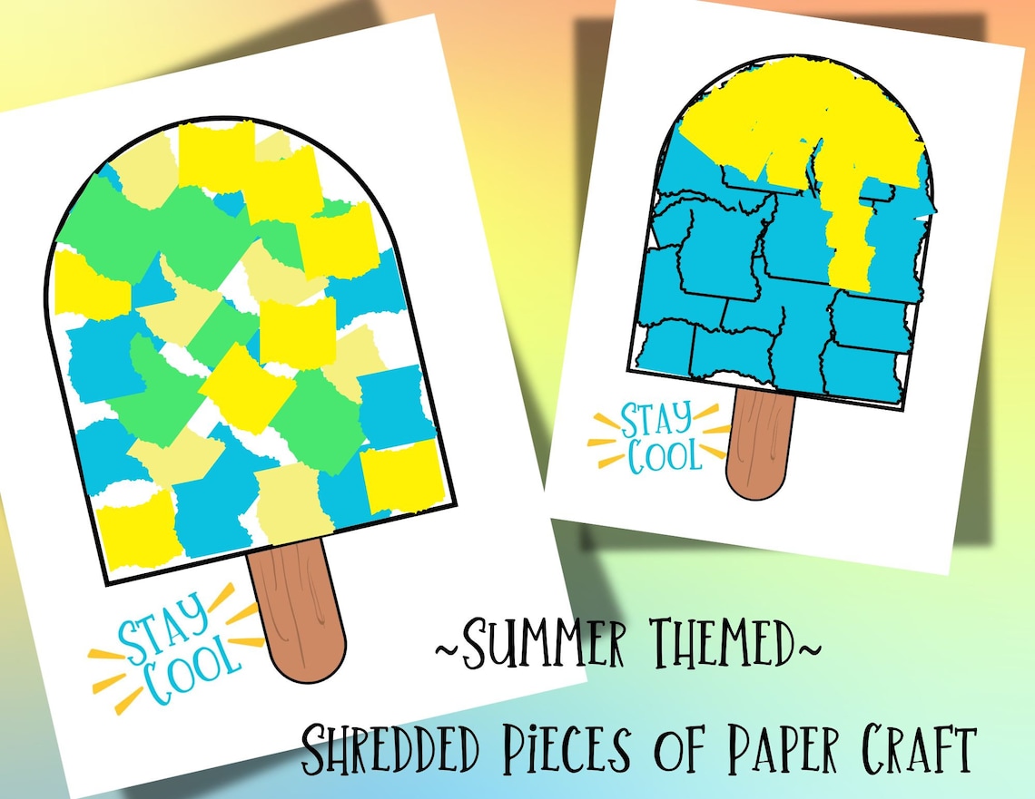 Summer Themed Craft for Kids, Shredded Pieces of Paper Craft, Simple ...