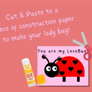 Valentine's Lady Bug Craft Template, Cut & Paste Valentine Craft for ...