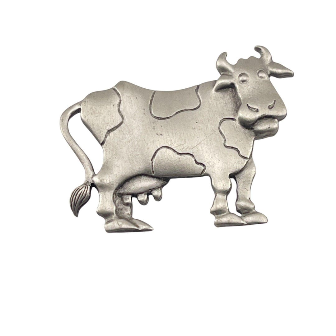 Vintage JJ Jonette 1988 Matte Pewter Cow Pin Brooch - Etsy