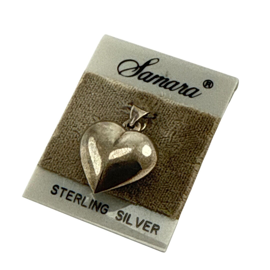 Samara Sterling Silver Puffy Heart Pendant Vintage 925 Solid Charm ...