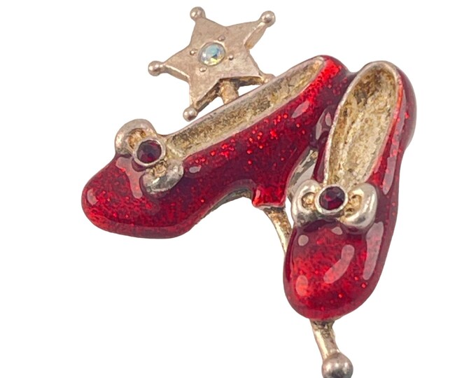 Vintage AJMC Wizard of Oz Ruby Slippers & Sheriff's Star Brooch Pin - Etsy