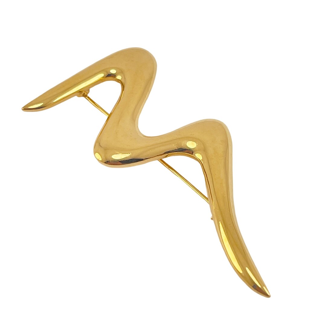 Trifari Squiggle Zig Zag Brooch Pin Large 3" Gold Tone - Etsy