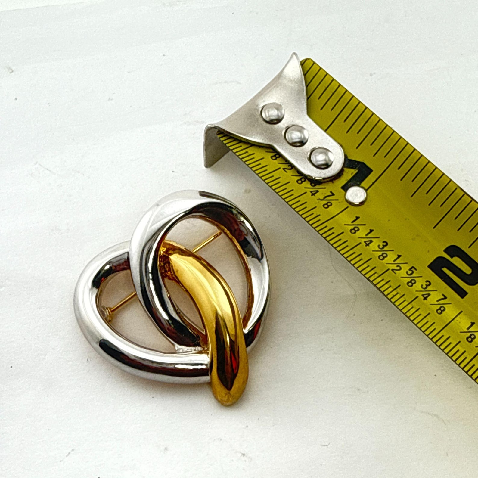 Vintage Erwin Pearl Gold Silver Heart Brooch Pin Signed Designer ...