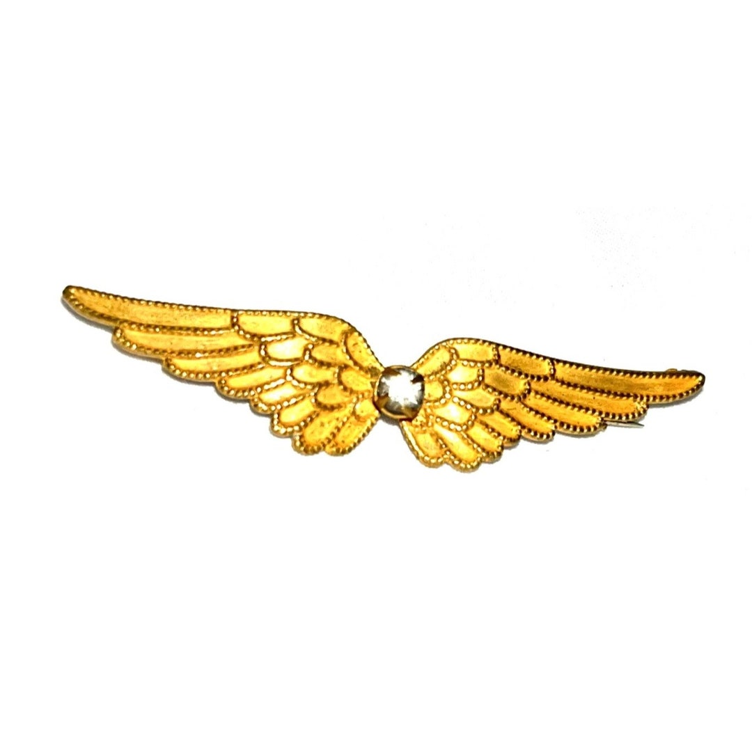 Victorian C Clasp Angel Wing Brooch With Rhinestone - Etsy