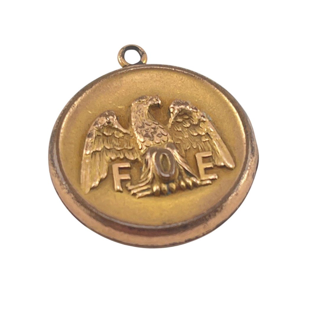 Fraternal Order of Eagles Locket Pendant S.B.L Co Military Engraved ...