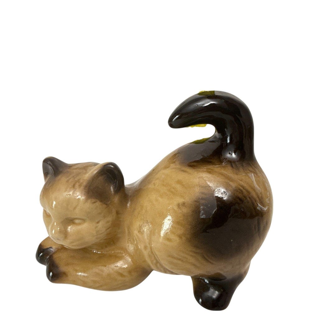 Vintage Goebel Ceramic Siamese Cat Figurine Brown Tan Germany Mid ...