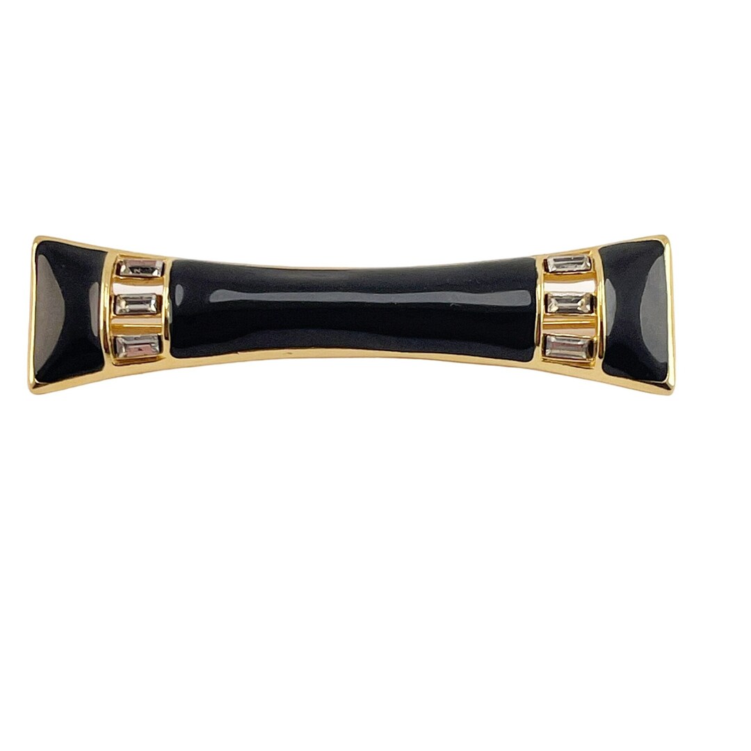 Monet Rhinestone Enamel Gold Plated Bar Brooch in Original Box 1980s - Etsy