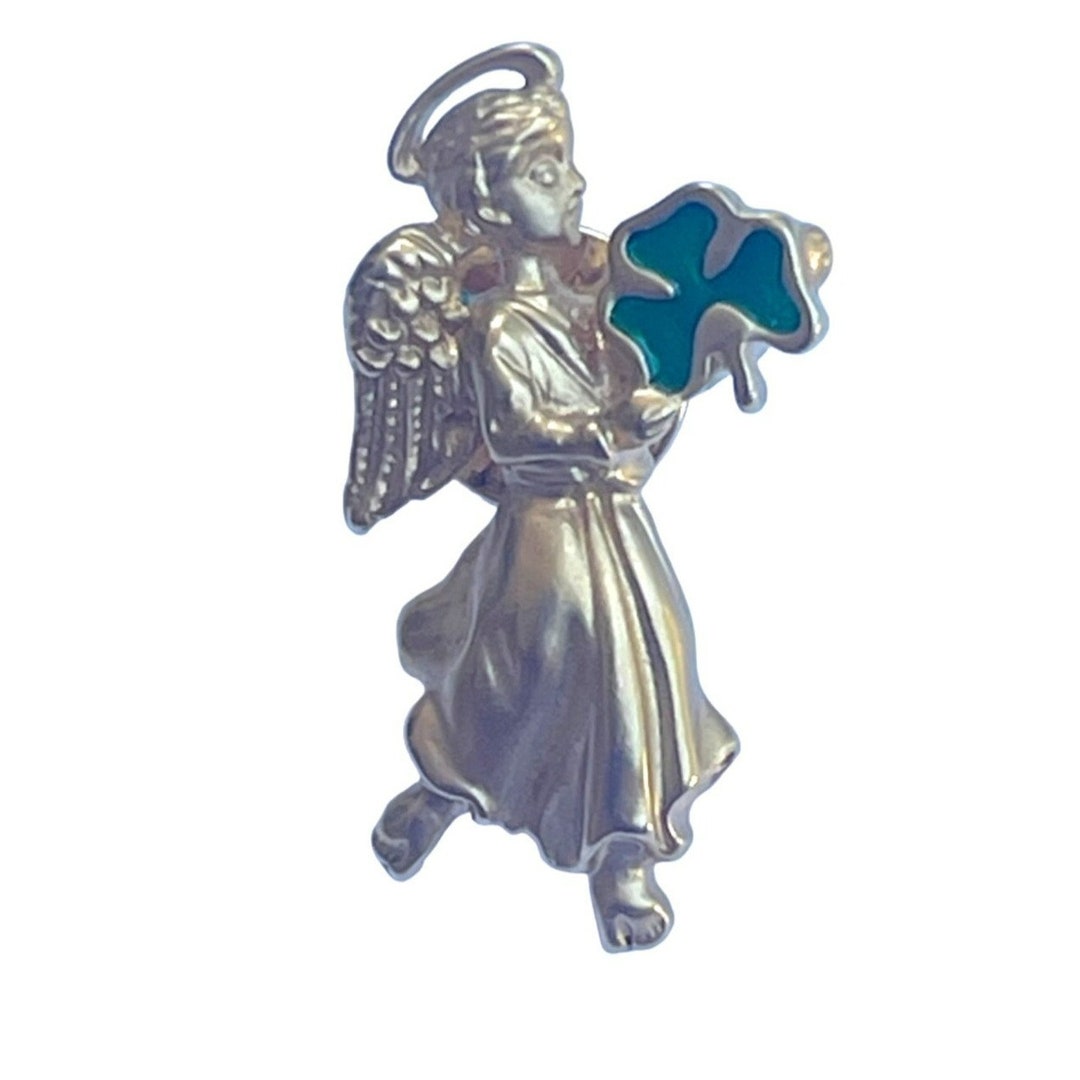 Avon Enamel Gold Angel Pin Holding Green Shamrock Irish Pin - Etsy