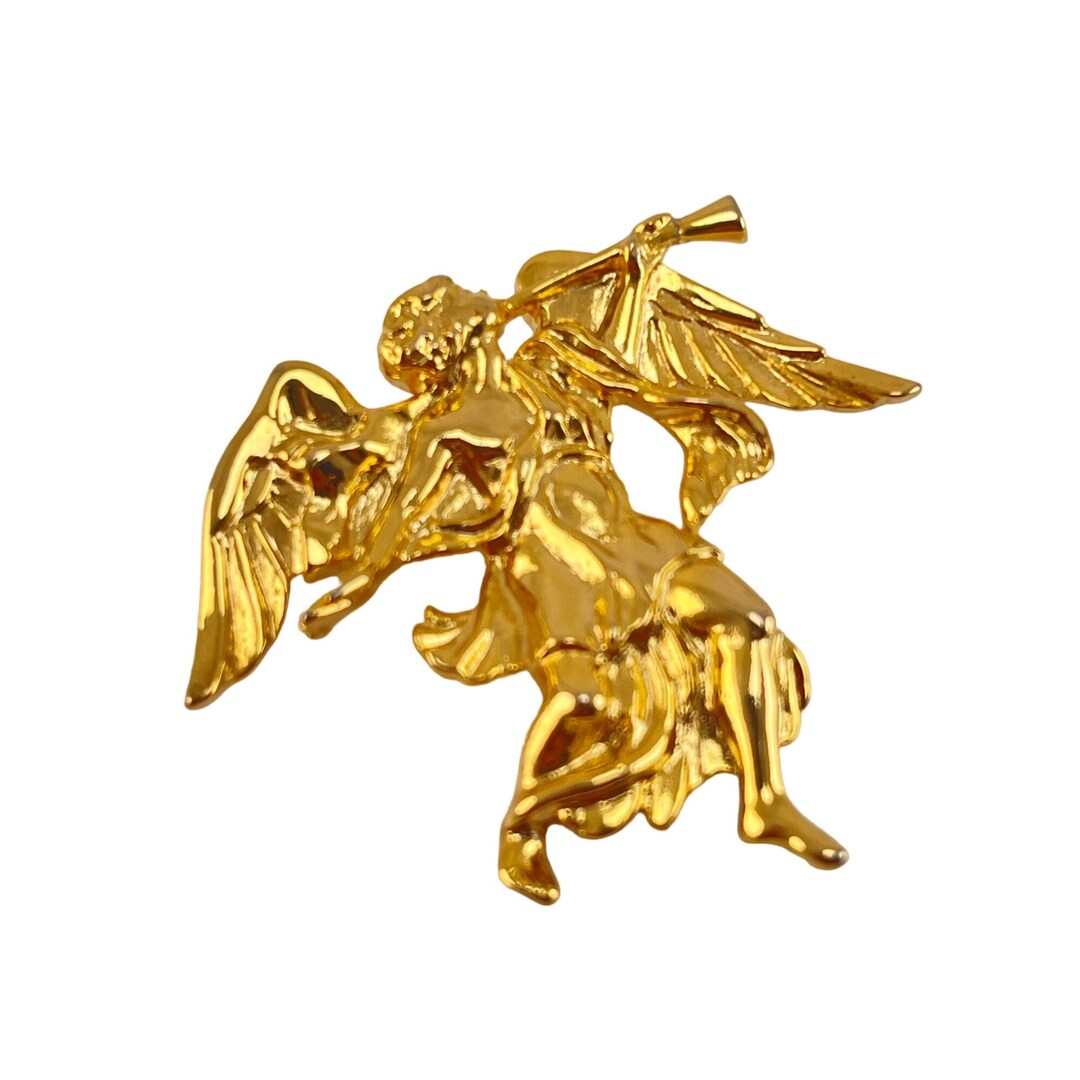 Trifari Angel Israfil 2" Angel With Trumpet Vintage Pin Brooch - Etsy