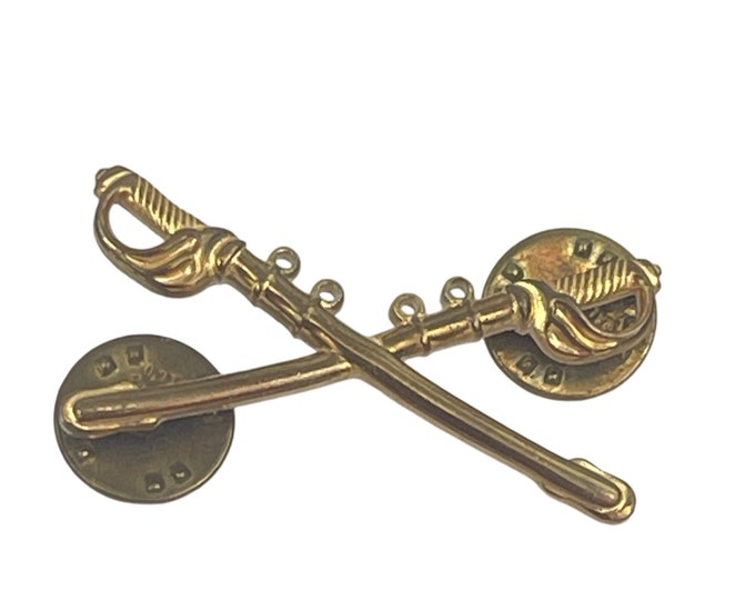 Vintage Military Crossed Cavalry Swords Insignia Pin - Gold-toned - Etsy