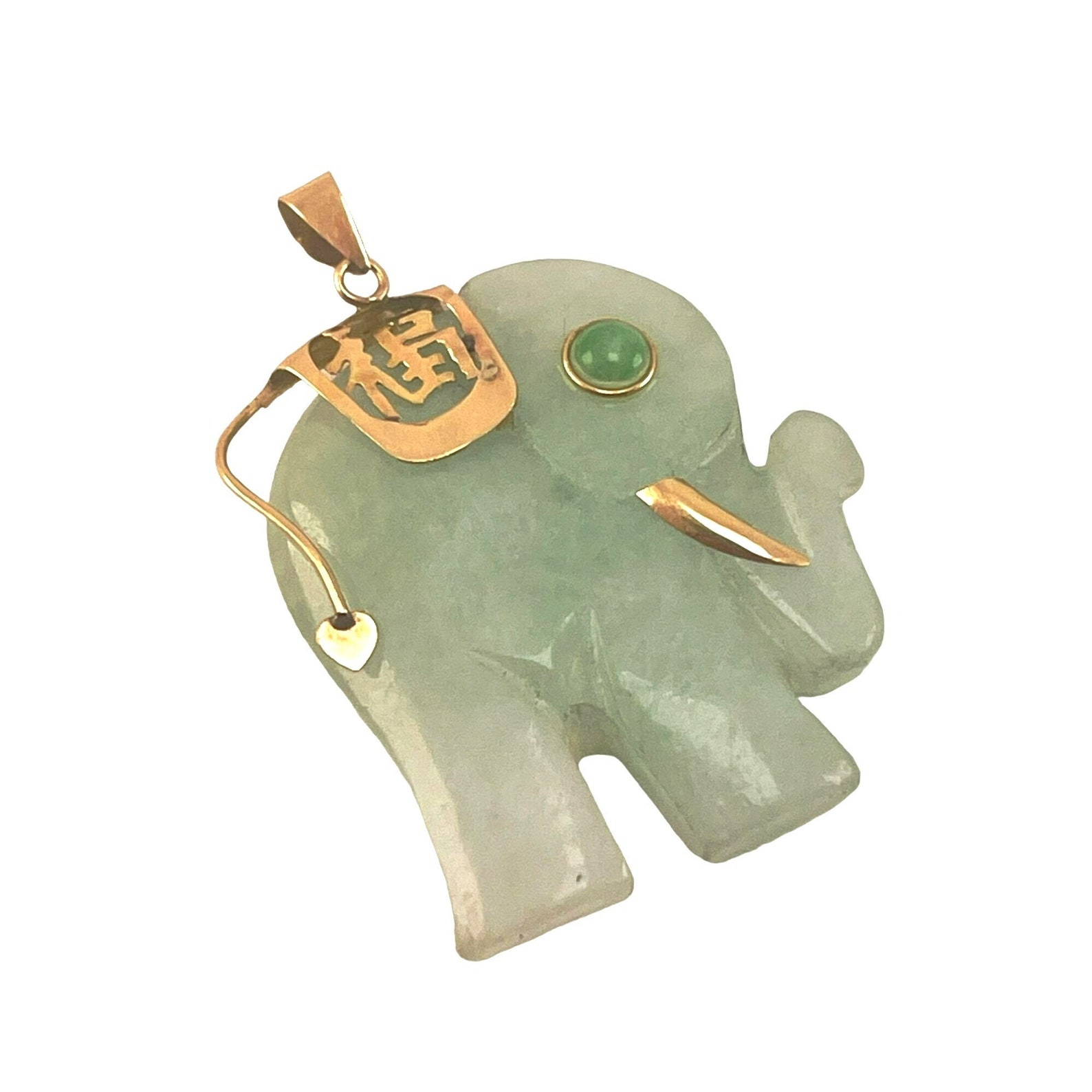 14kt Gold & Jade Elephant Pendant 1 Inch Marked 14K - Etsy