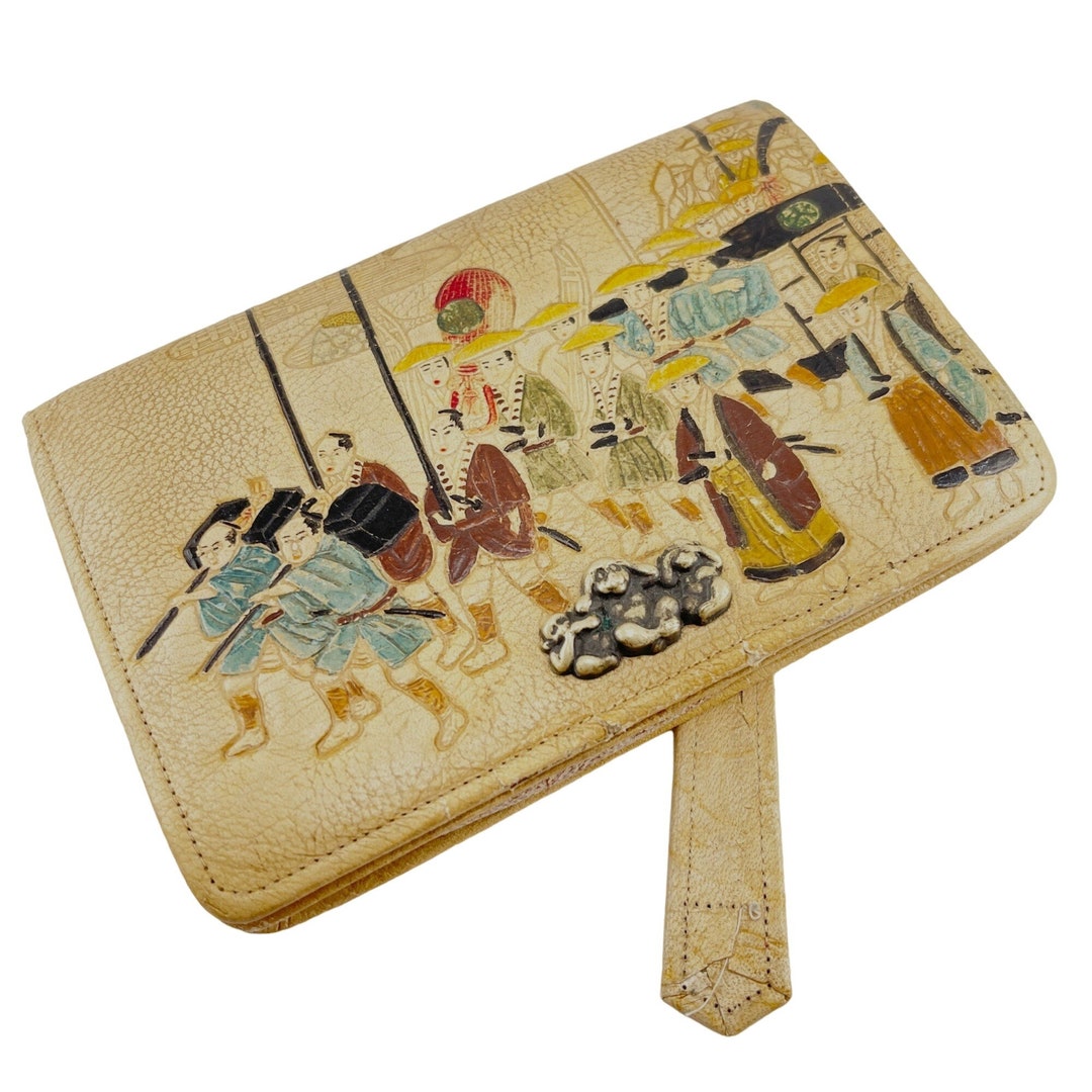 Japanese Clutch Wallet 1920s Hand Tooled With Speak Hear and See No ...