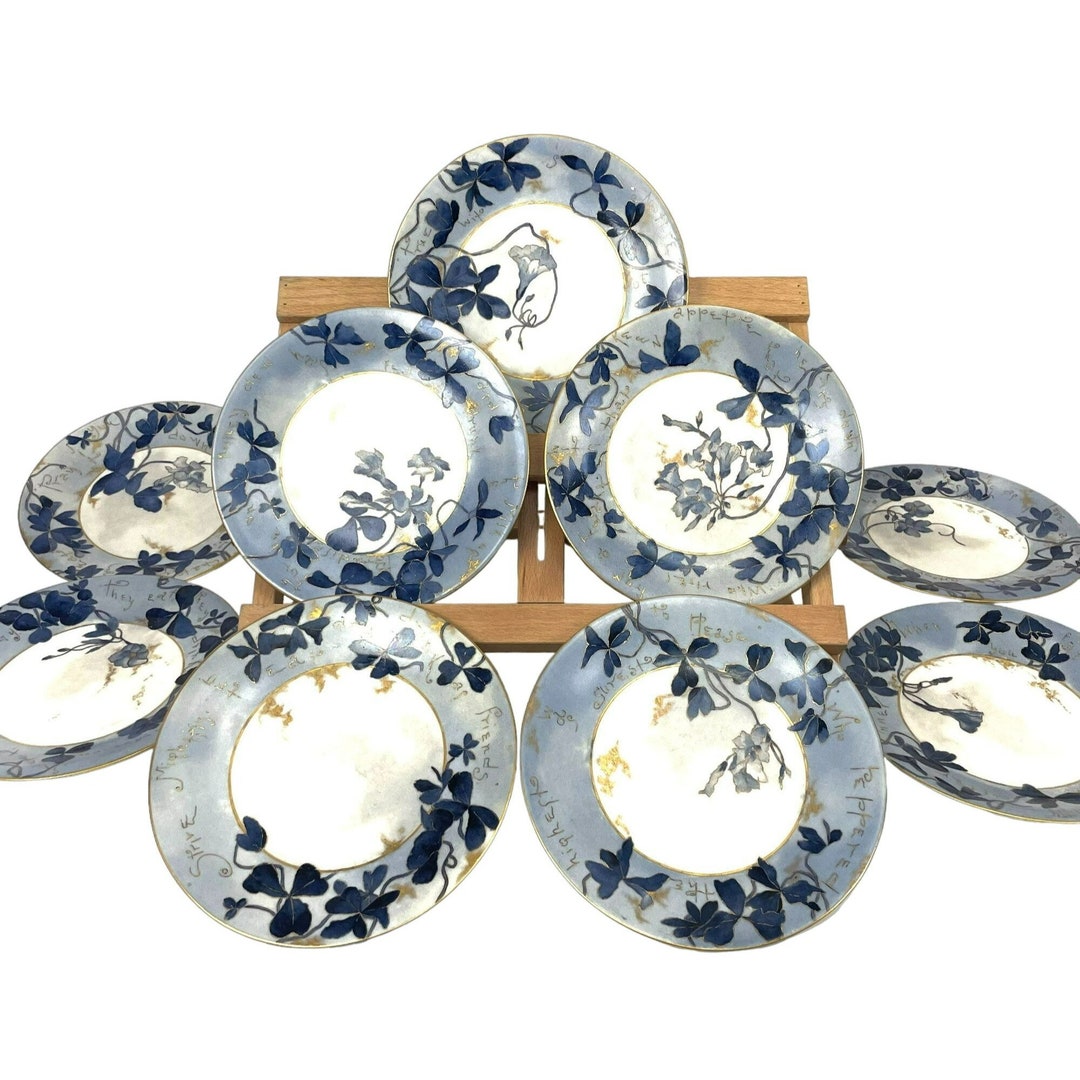Antique Set of 10 Arts and Crafts Edwardian Hand Painted Plates With ...