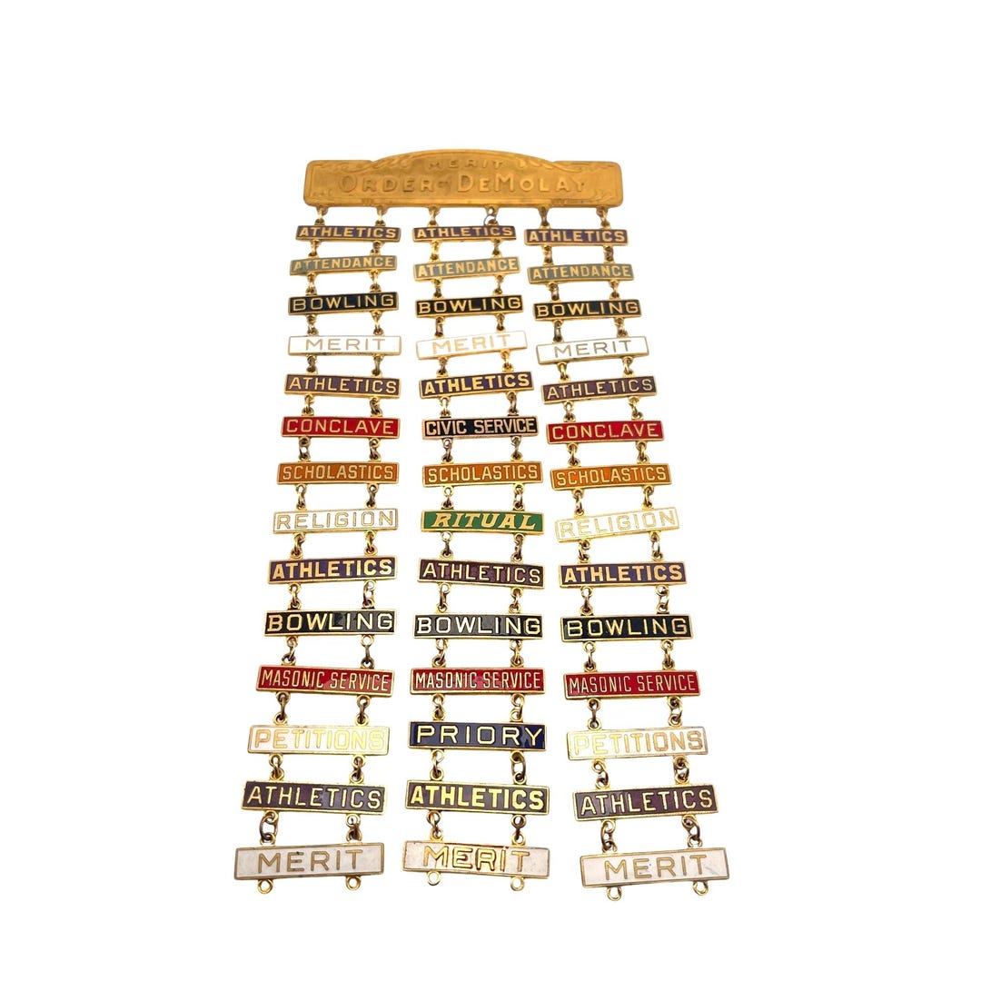 Masonic Order of Demolay Merit Awards & Achievement Bars Display Piece ...