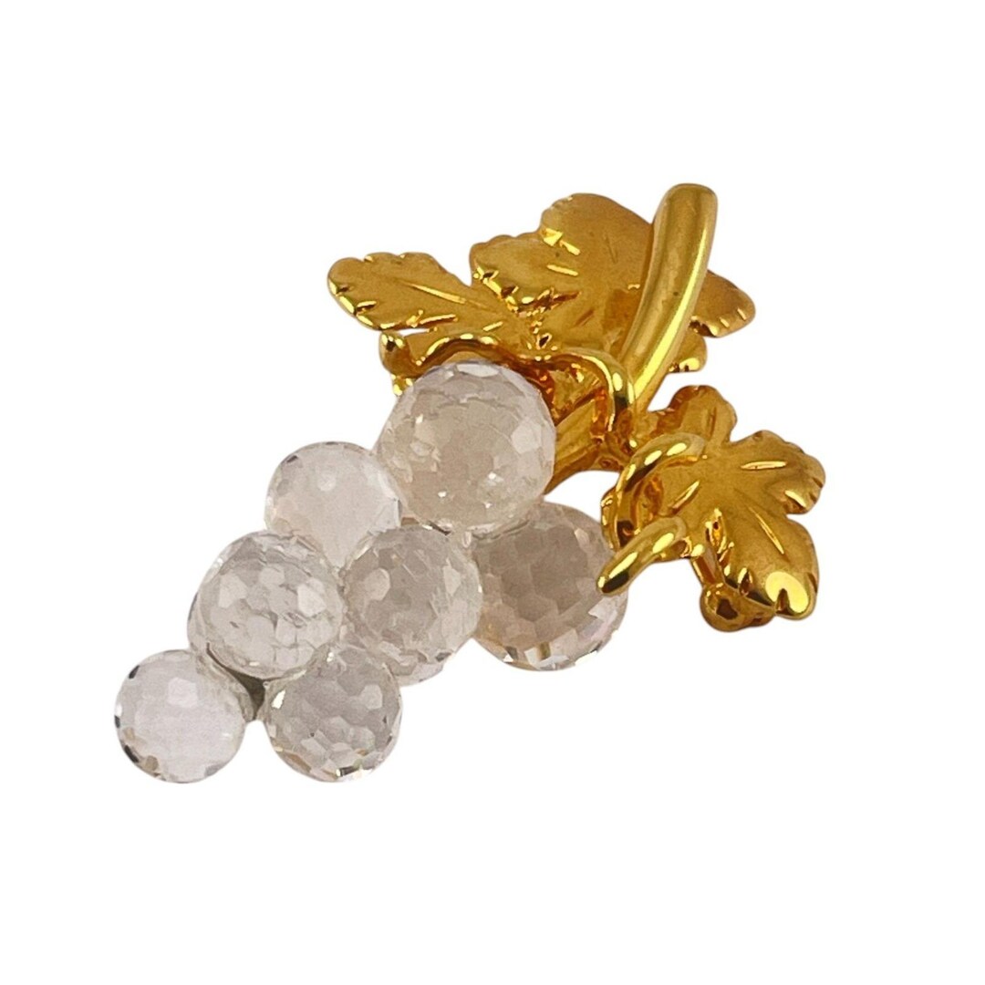 Vintage Swarovski Crystal Grape Cluster Brooch Pin With Gold-tone ...