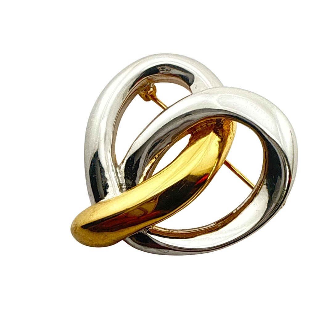 Vintage Erwin Pearl Gold Silver Heart Brooch Pin Signed Designer ...