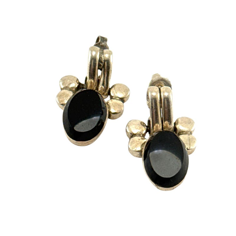 Taxco Silver Onyx Earrings - Etsy