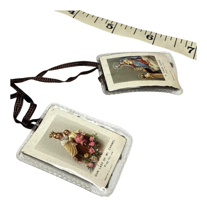 Vintage Catholic Scapular Our Lady of Mount Carmel Pocket Shrine Relic ...