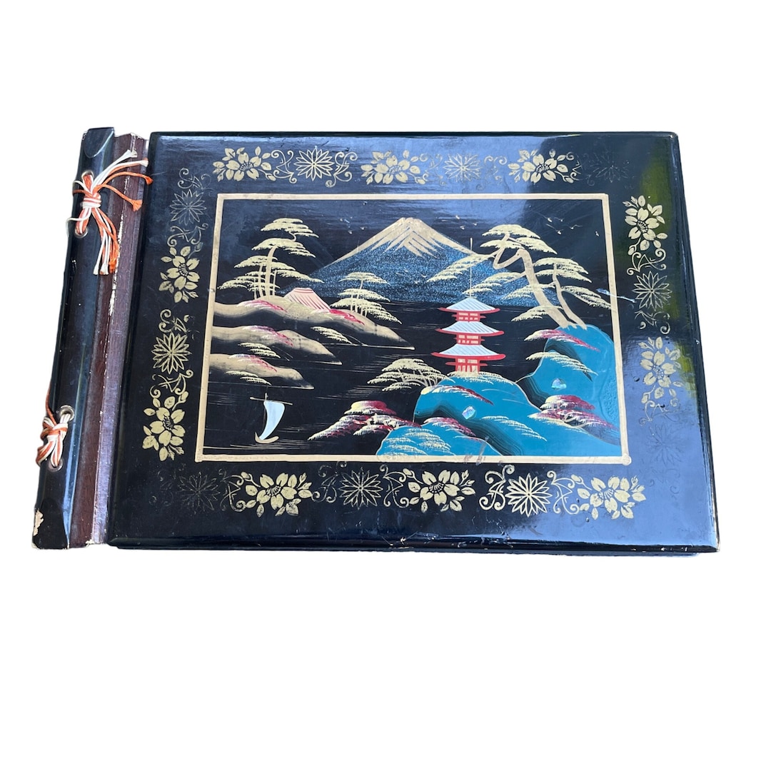 Vintage Japanese Lacquered Photo Album With Mt Fuji Design Empty Pages ...