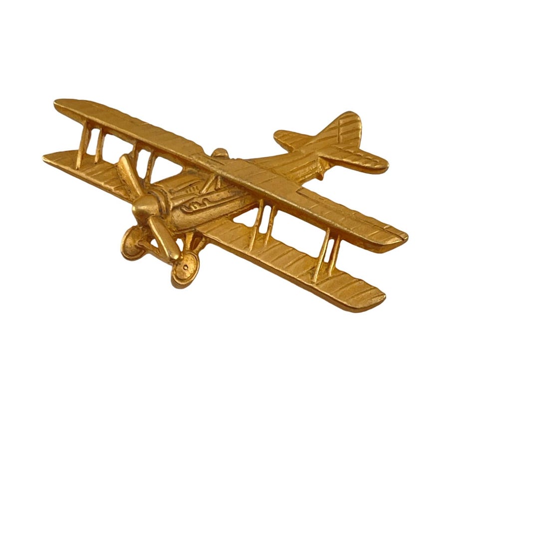 Vintage Gold Tone Airplane Pin Brooch Aviation Jewelry Collectible ...