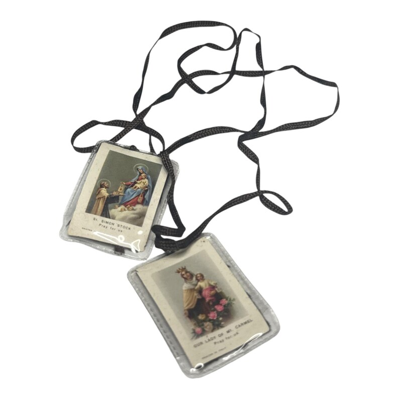 Vintage Catholic Scapular Our Lady of Mount Carmel Pocket Shrine Relic ...