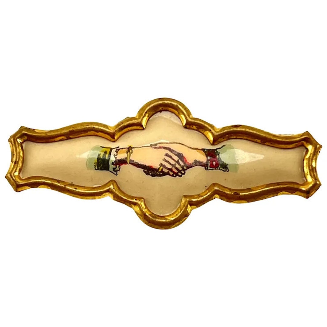 Victorian Handshake Pin Whitehead & Hoag, Antique Pin, Sterling Silver ...