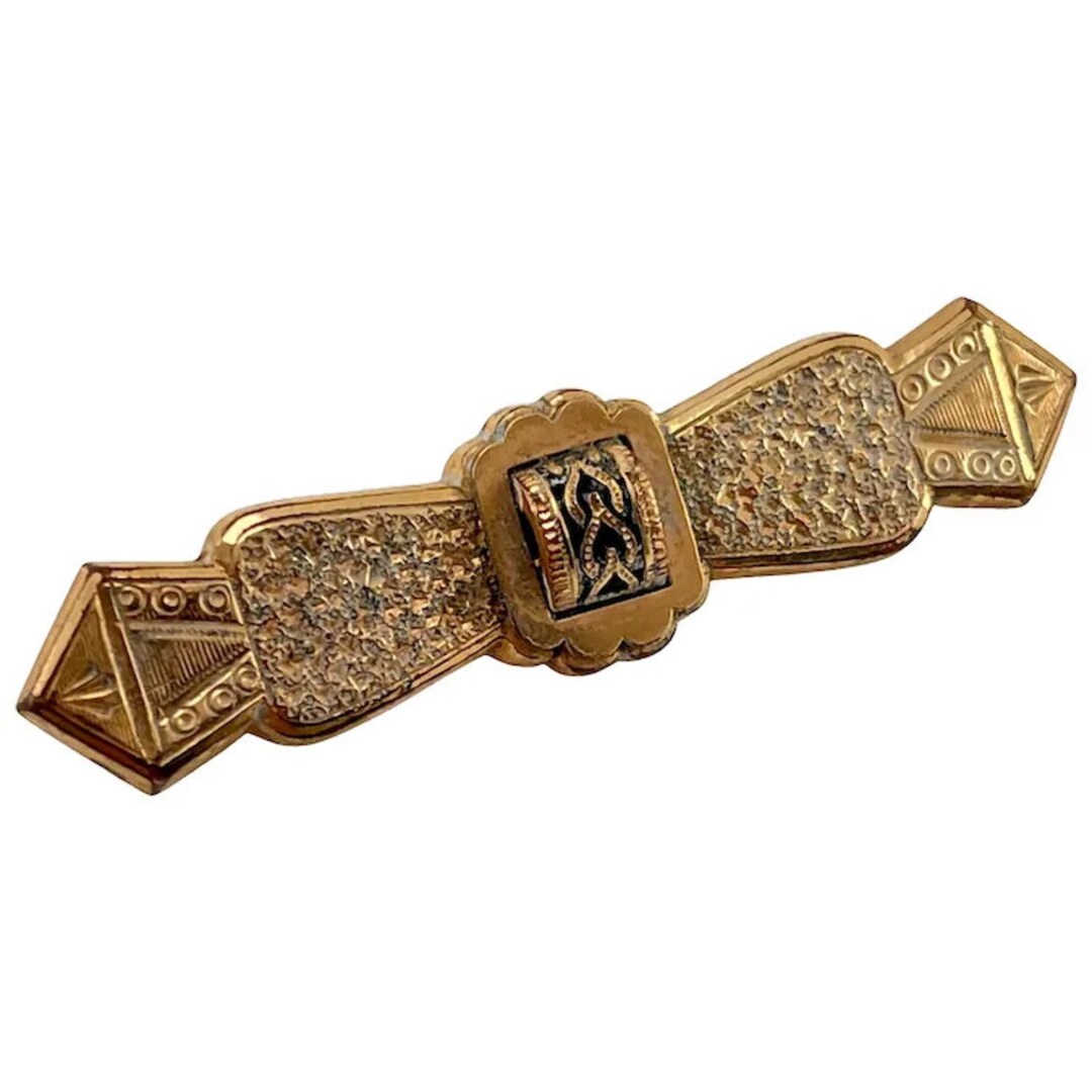 Victorian Gold Filled Bar Pin With Taille D'epergne, Antique Pin, Gold ...