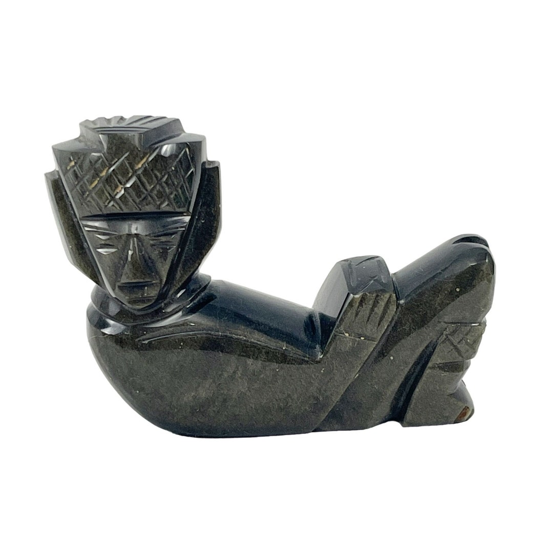 Mayan Chac Mool Hand Carved From Gold Sheen Obsidian - Etsy