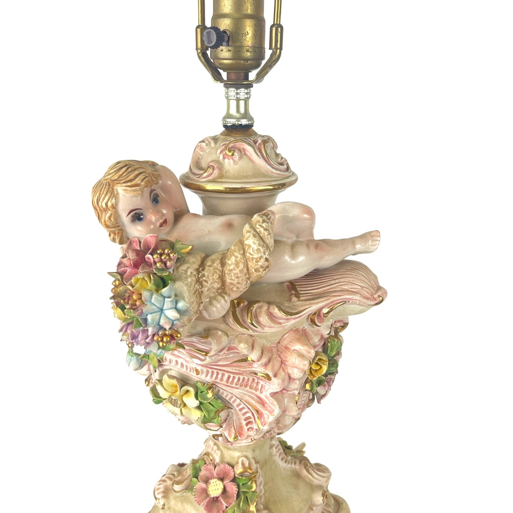 Capodimonte Cherub Lamp Made in Italy Sea Shell Motif - Etsy