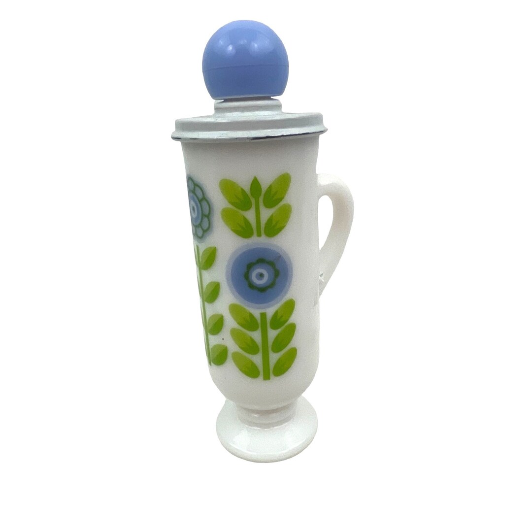 Avon Dutch Treat Demi-cup Blue Lotus Cream Lotion Vintage Milk Glass ...