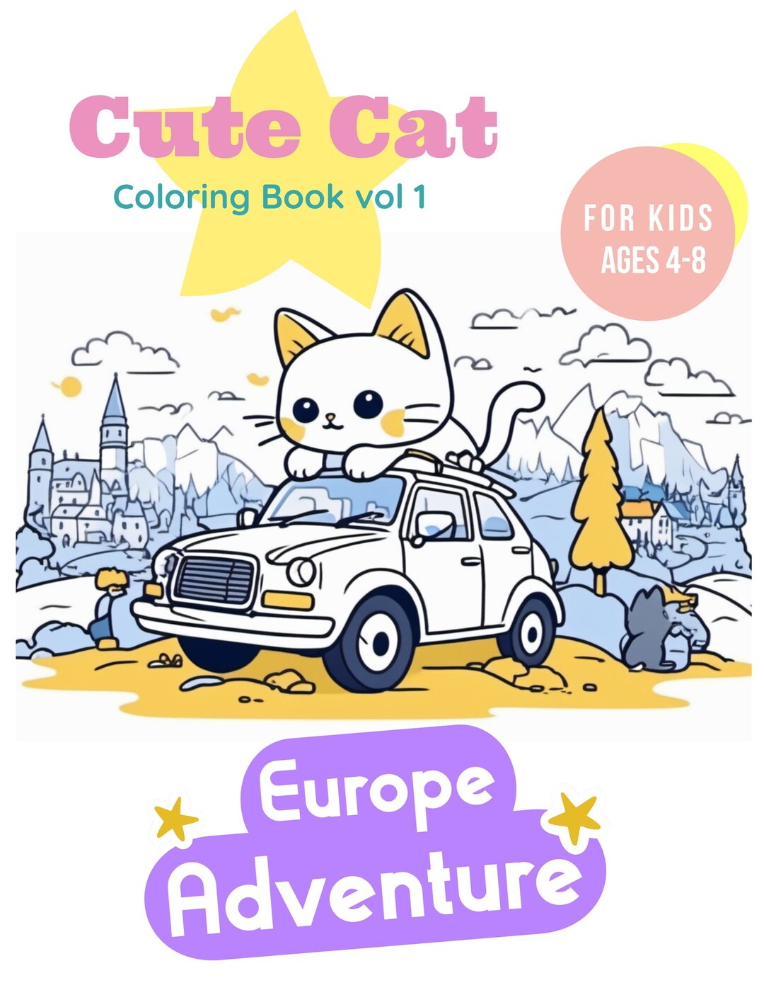 Cute Cat Coloring Book - Europe Adventure Vol. 1 (digital Version) for ...