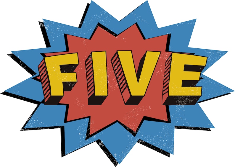 Superhero FIVE Vector, Five, Comic, Superhero Birthday, SVG, PNG, Hero ...